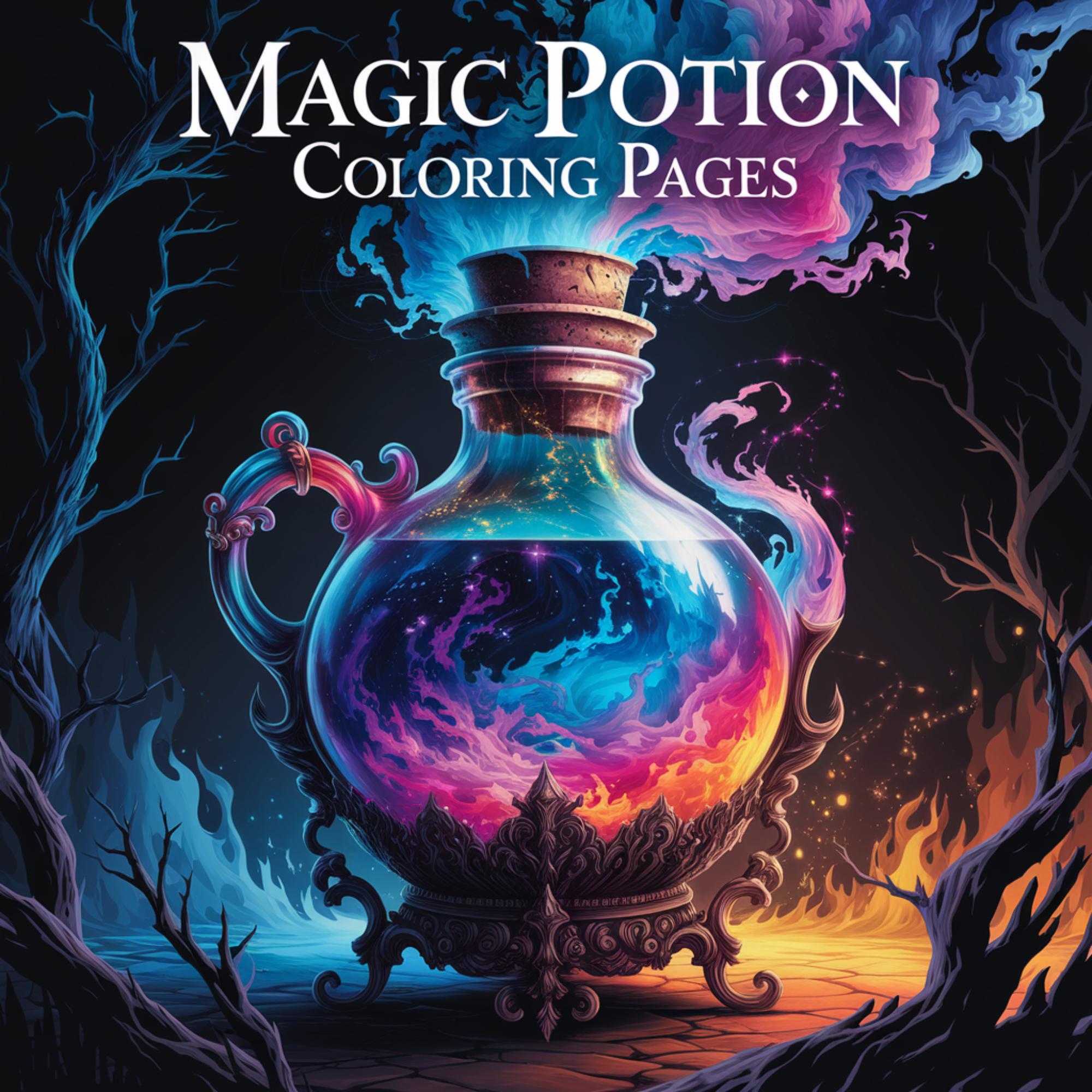 150 Magic Potion Coloring Pages Adult and Kids Coloring Book, Fantasy ...