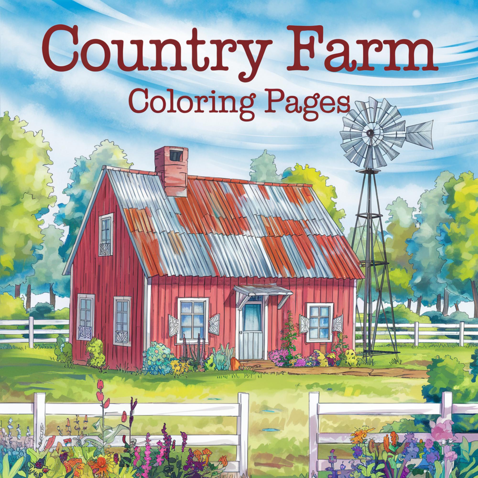 100 Country Farm Coloring Pages for Kids and Adult, Instant Download ...