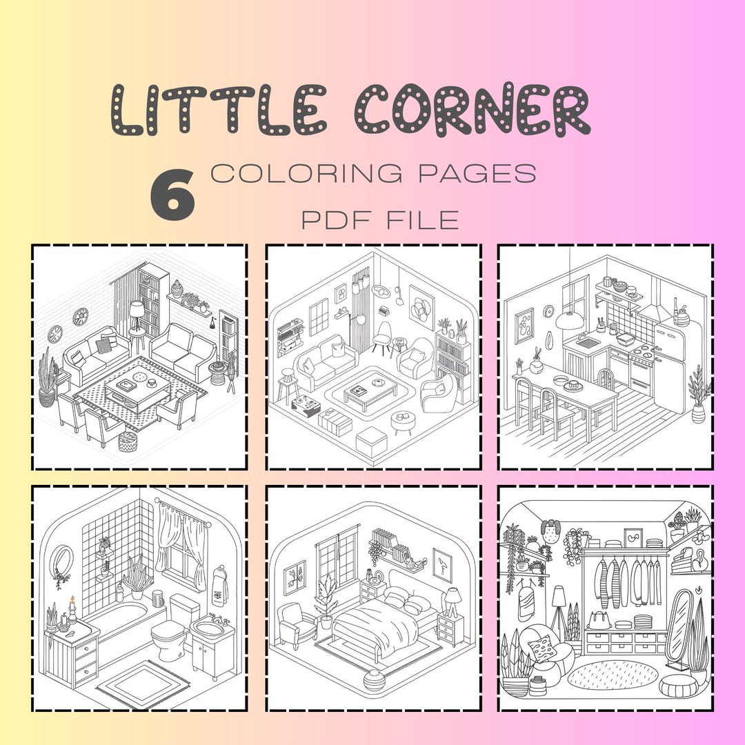 Little Corner: Super Cute Designs of Cozy, Hygge Spaces Coloring Book ...