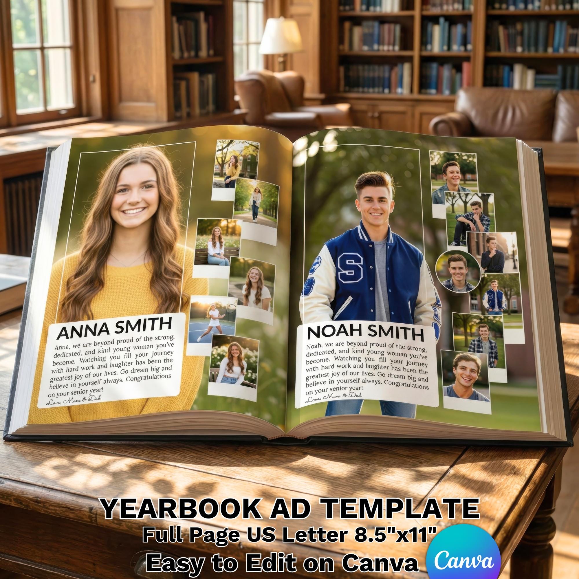 Graduation Yearbook Template: Editable Full Page Senior Yearbook Ad ...
