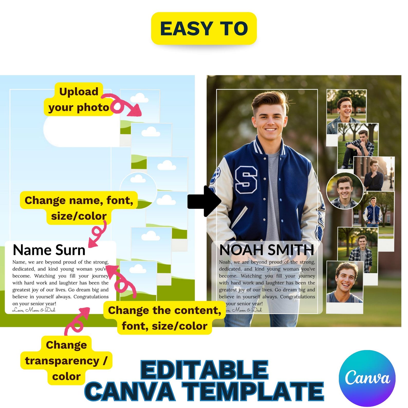 Graduation Yearbook Template: Editable Full Page Senior Yearbook Ad ...