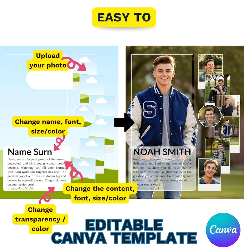Graduation Yearbook Template: Editable Full Page Senior Yearbook Ad ...