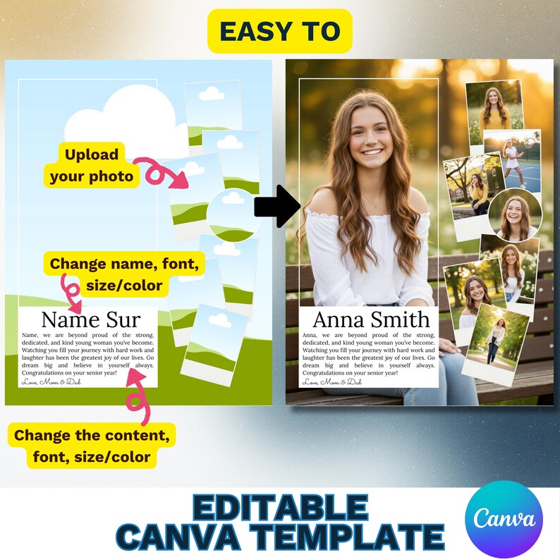 Senior Yearbook Ad Template: Full Page Graduation Tribute (canva) - Etsy