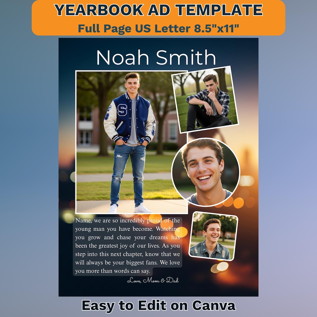 Editable Senior Yearbook Ad Template: Full Page Graduation Tribute ...