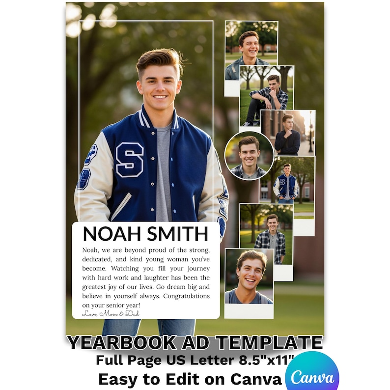Graduation Yearbook Template: Editable Full Page Senior Yearbook Ad ...