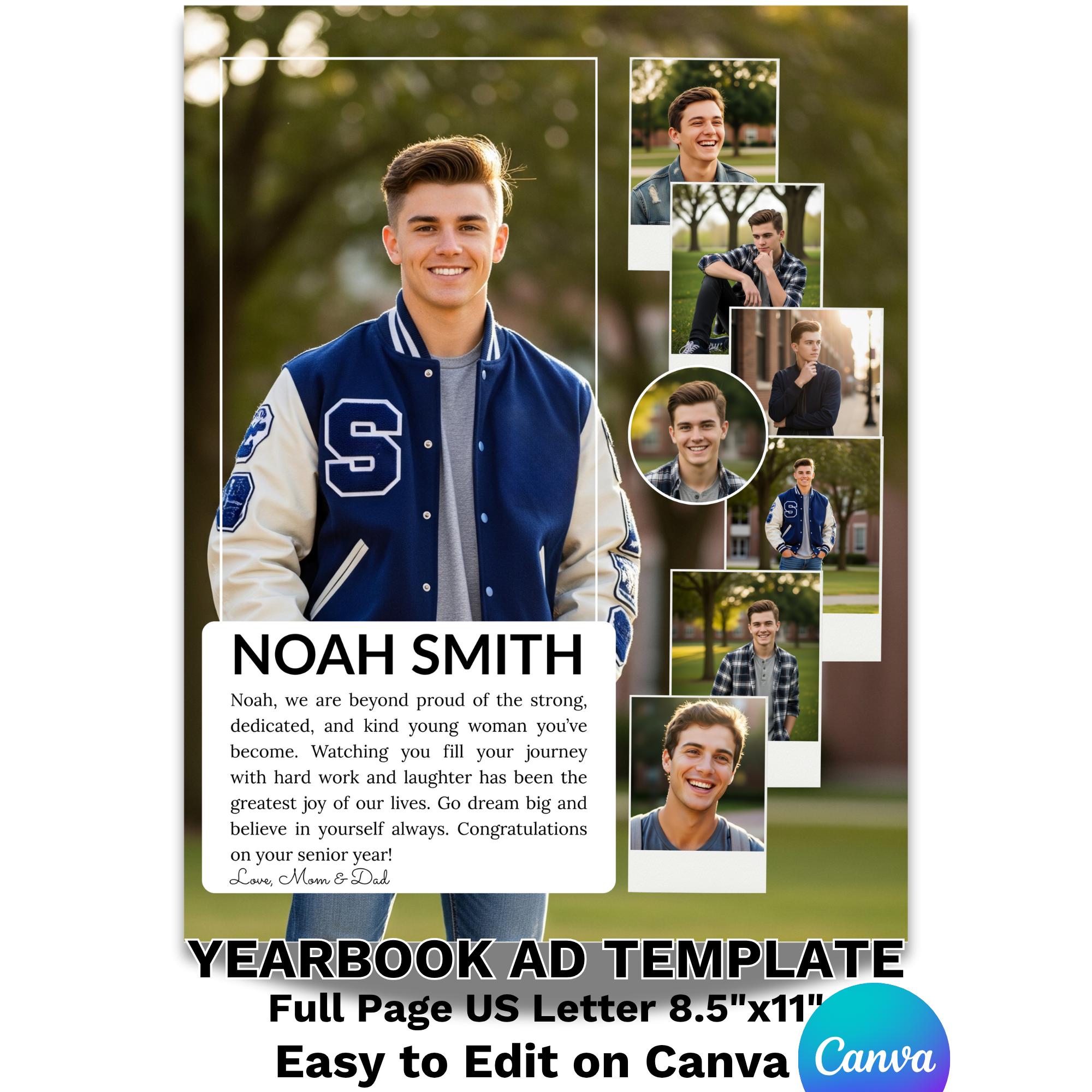 Graduation Yearbook Template: Editable Full Page Senior Yearbook Ad ...