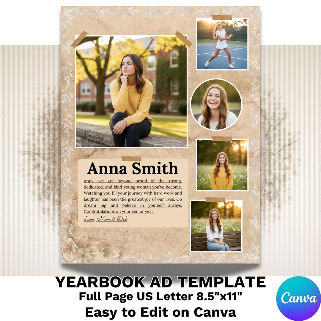 Graduation Yearbook Ad Template: Full Page Senior Tribute (canva) - Etsy