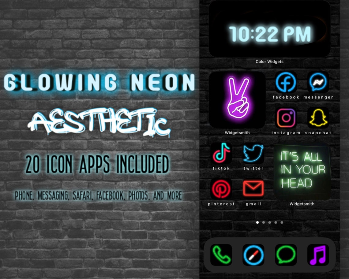 Ios 14 App Icons, Neon Lights, Neon Aesthetic, Neon Icons, Phone ...