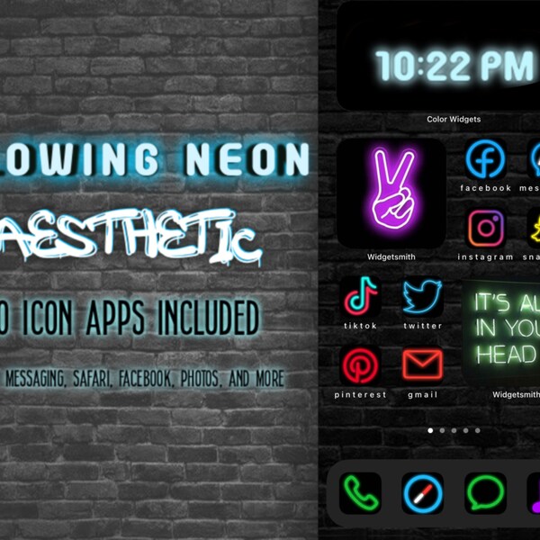 Neon App Icons - Etsy
