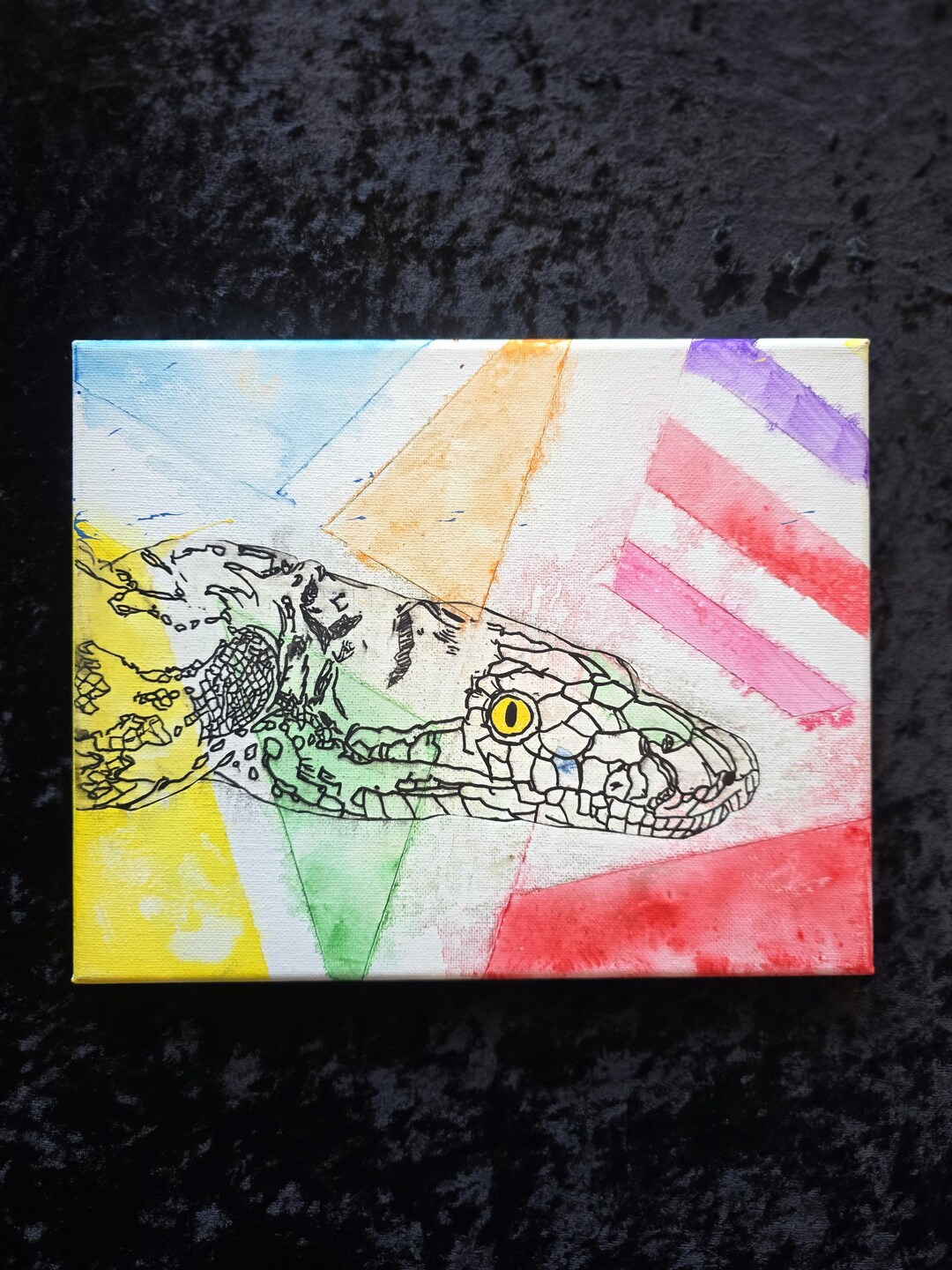 Original 8x10 Snake Painting: Colorful Abstract Reptile Art on Canvas ...