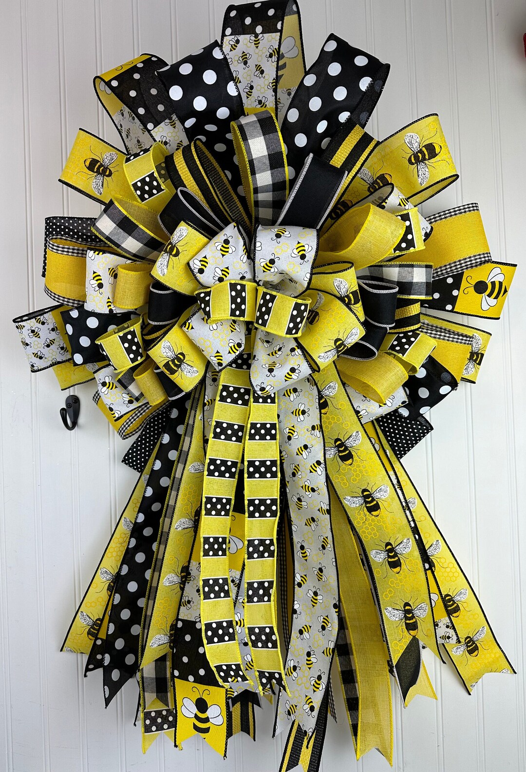 Large Bumblebee Bow Large Bow Summer Bow Summer Wreath Bumblebee
