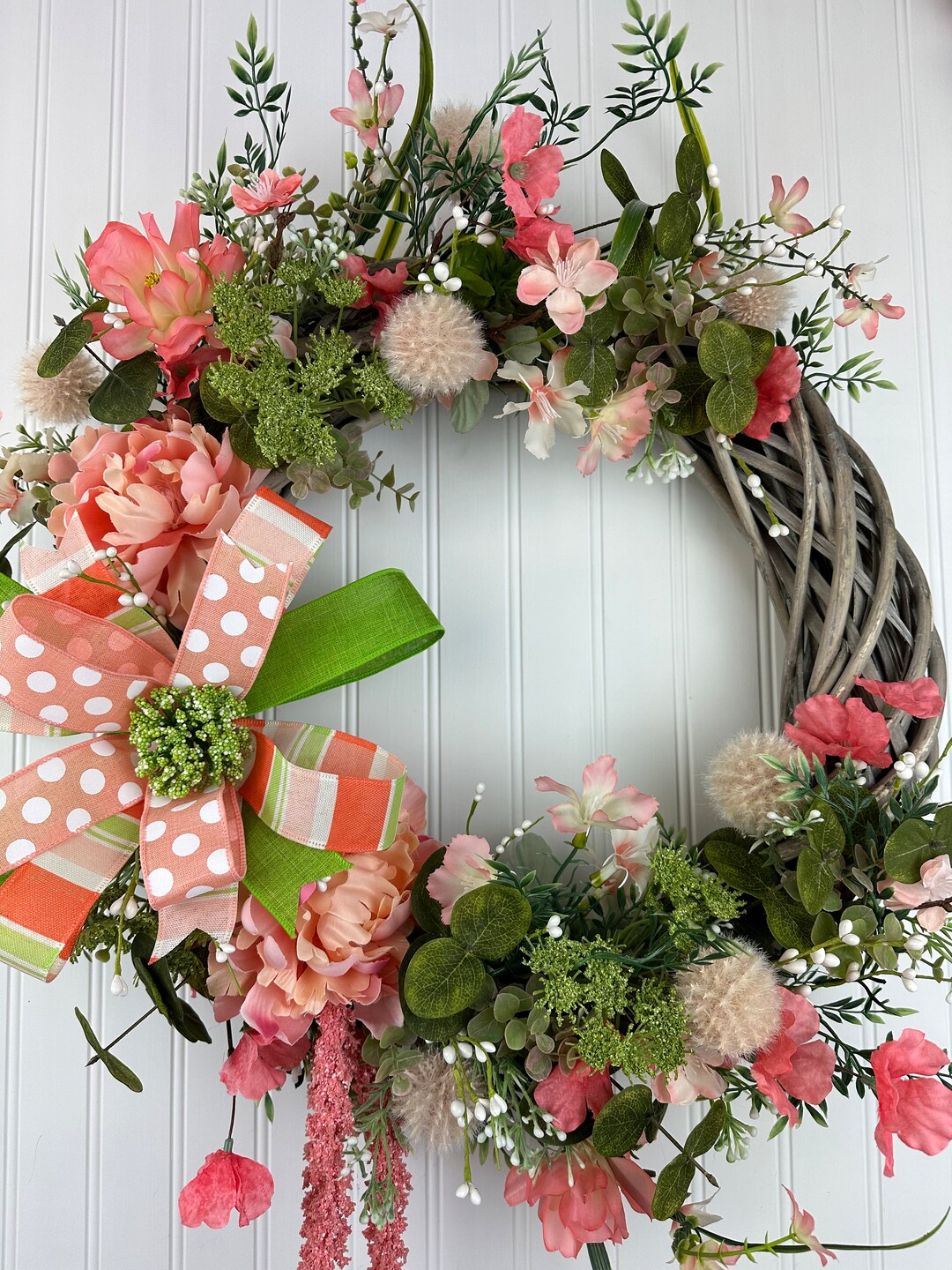 Summer Rattan Wreath, Spring Rattan Wreath, Grapevine Wreath, Summer ...