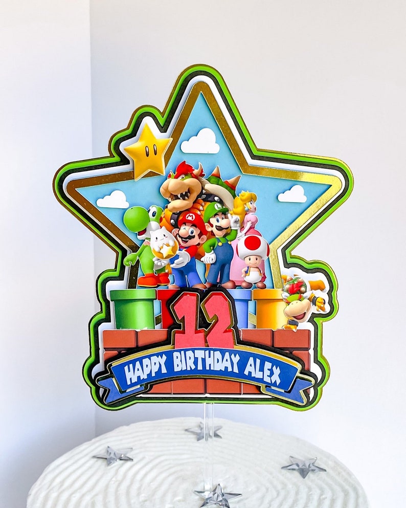 Super Mario Inspired Cake Topper Personalized Topper Mario Birthday ...
