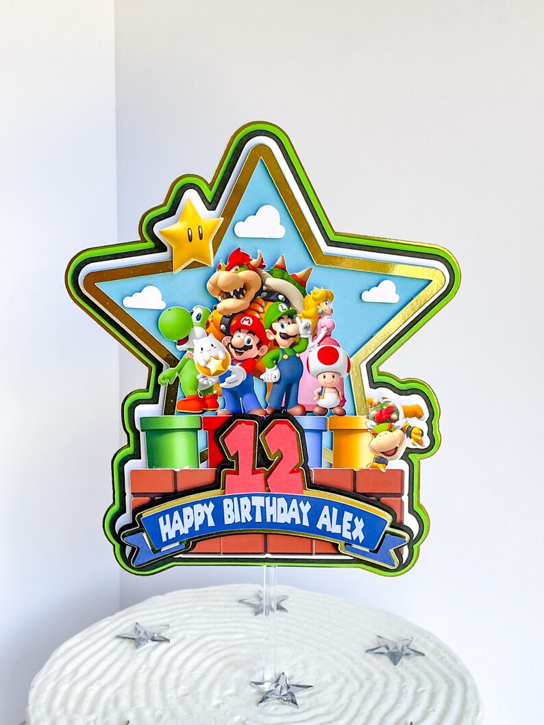 Super Mario Inspired Cake Topper Personalized Topper Mario - Etsy