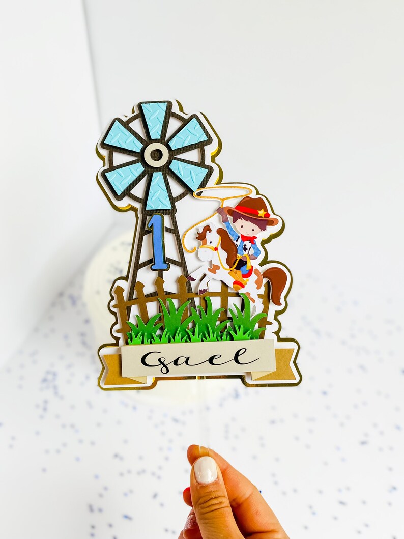 Cowboy Topper Personalized Cake Topper Farm Boy Party - Etsy