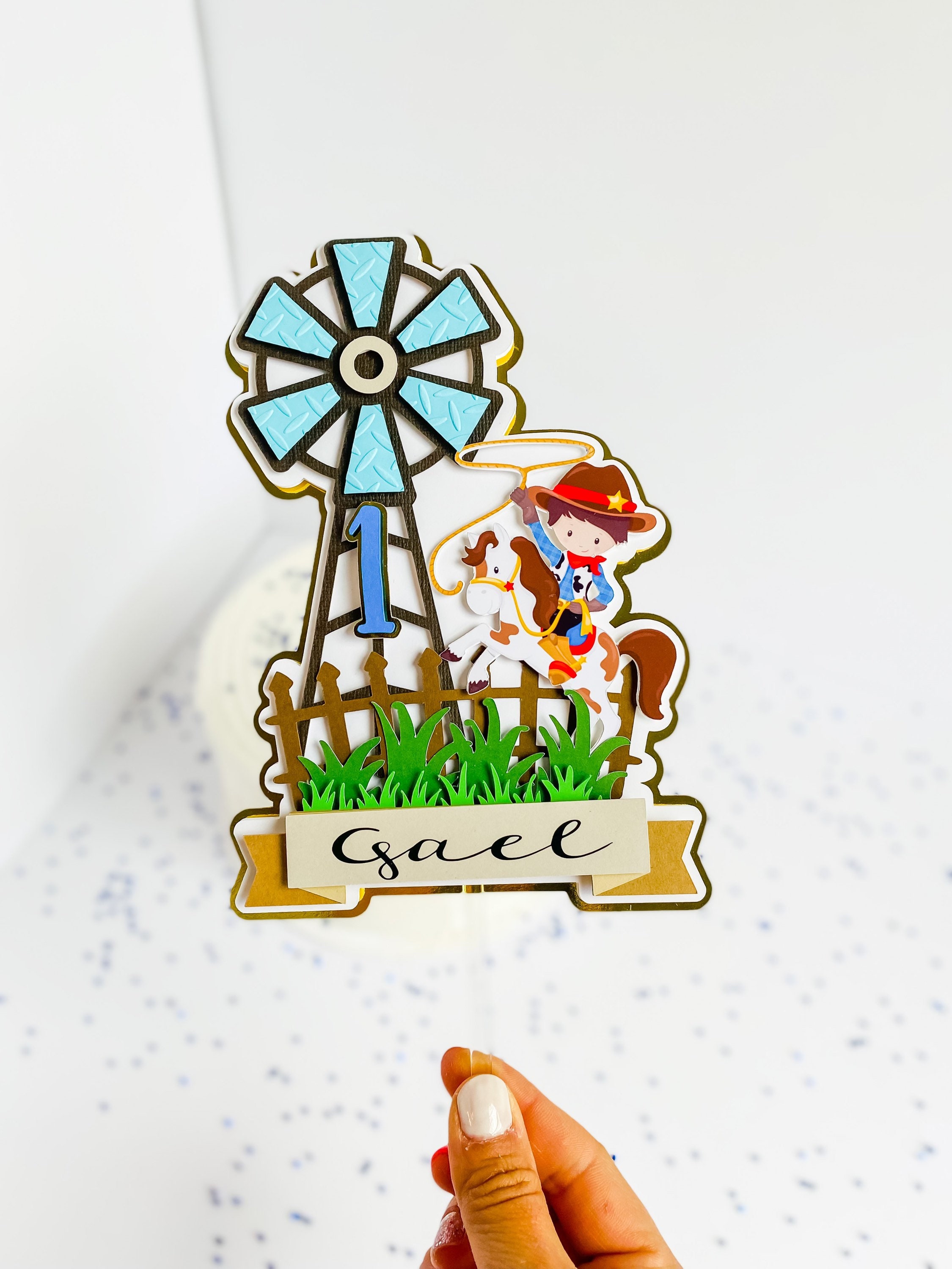 Cowboy Topper Personalized Cake Topper Farm Boy Party - Etsy