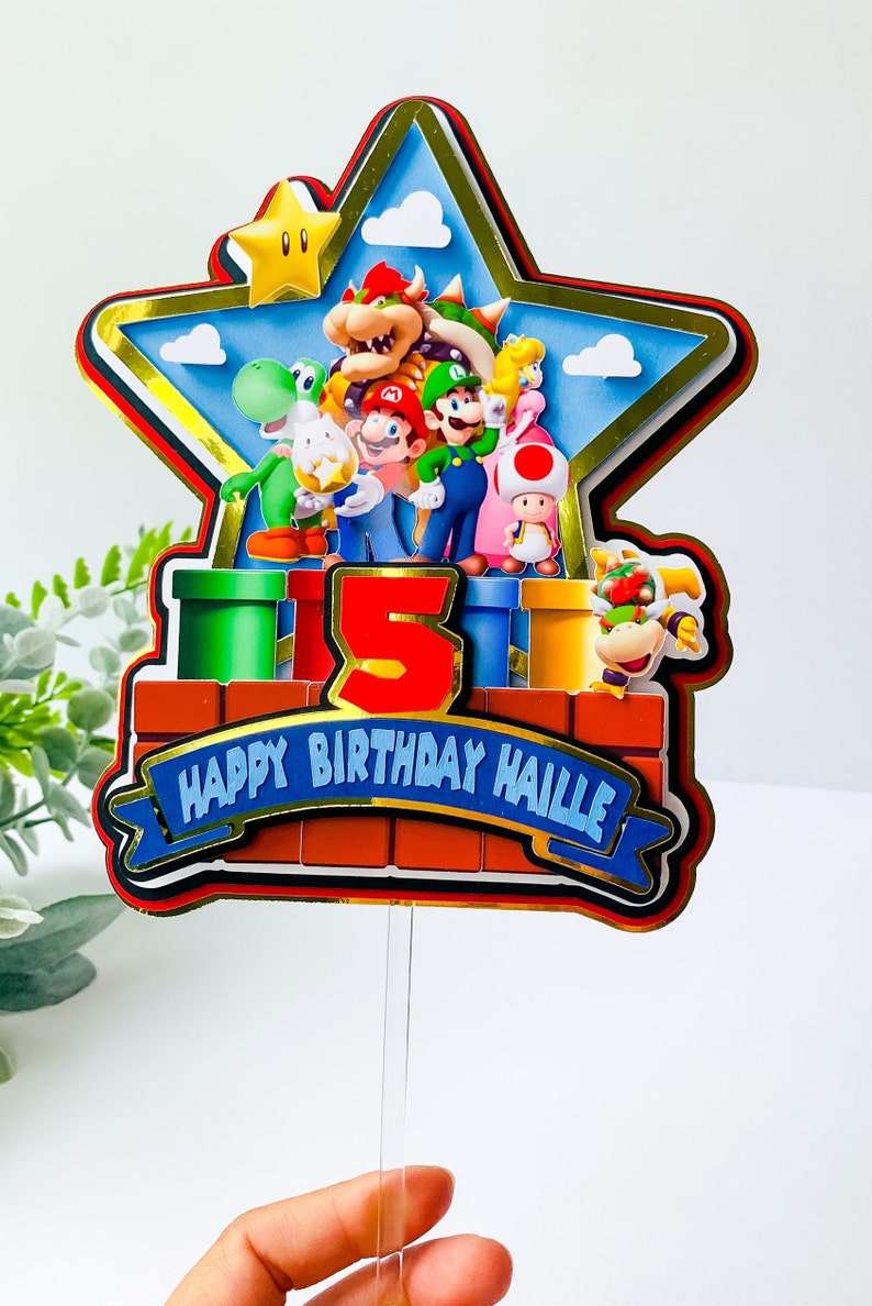 Super Mario Inspired Cake Topper Personalized Topper Mario Birthday ...