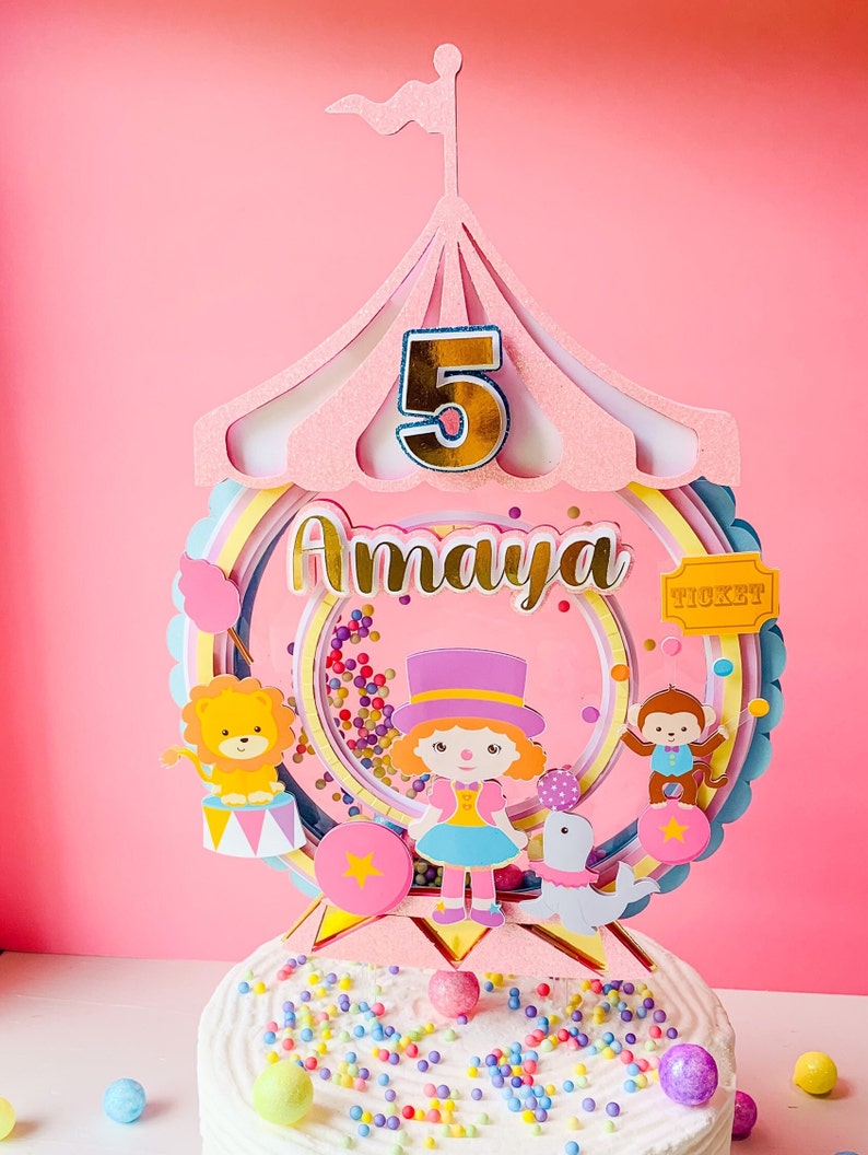 Circus Cake Topper Pink Circus Cake Topper Circus Birthday Topper - Etsy