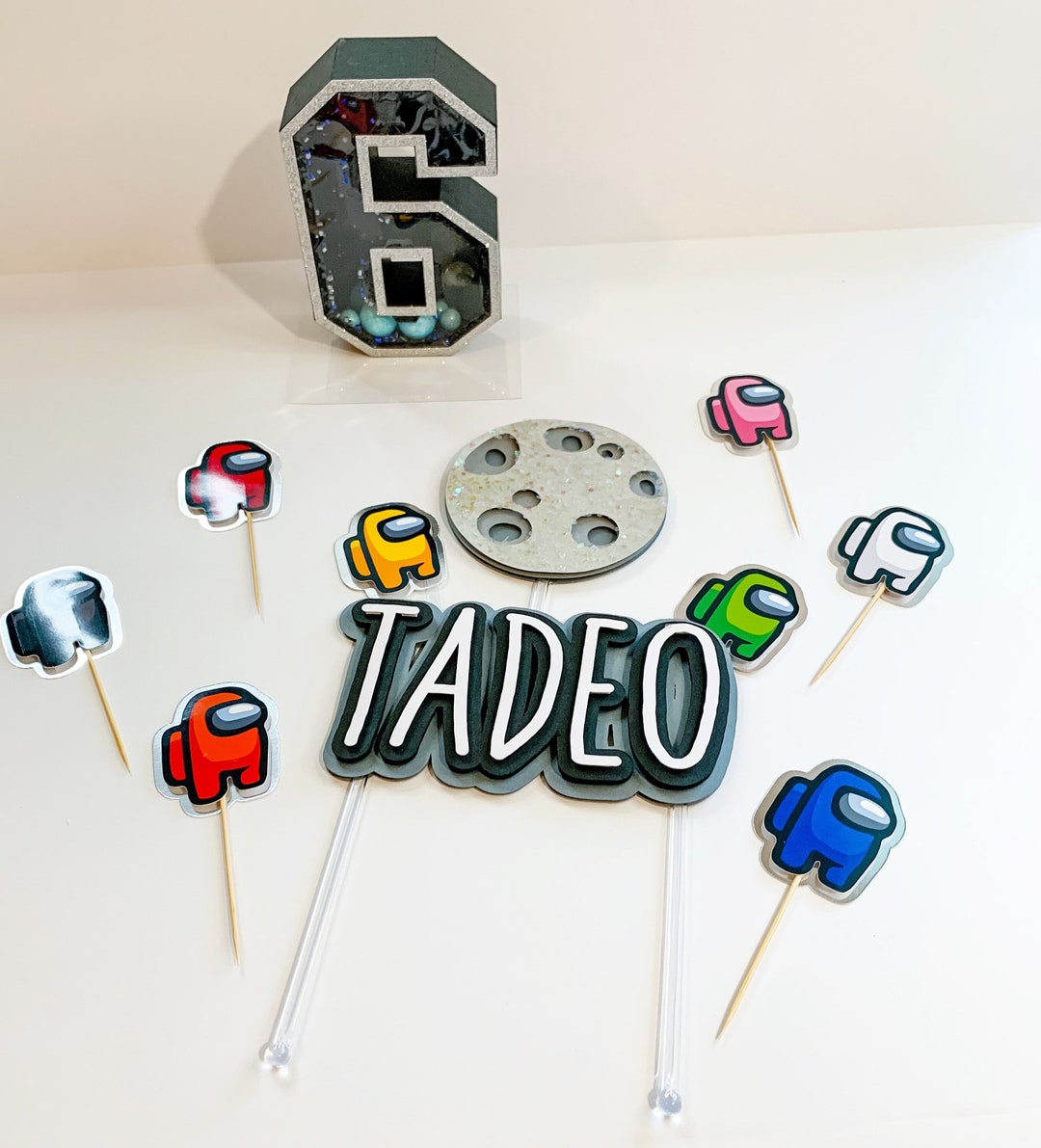 Among Us Cake Topper Combo | 3D Number | Cupcake Toppers - Etsy