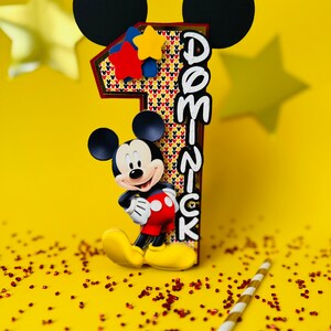 Mickey Theme Personalized 3D Number | Birthday Party Decoration - Etsy