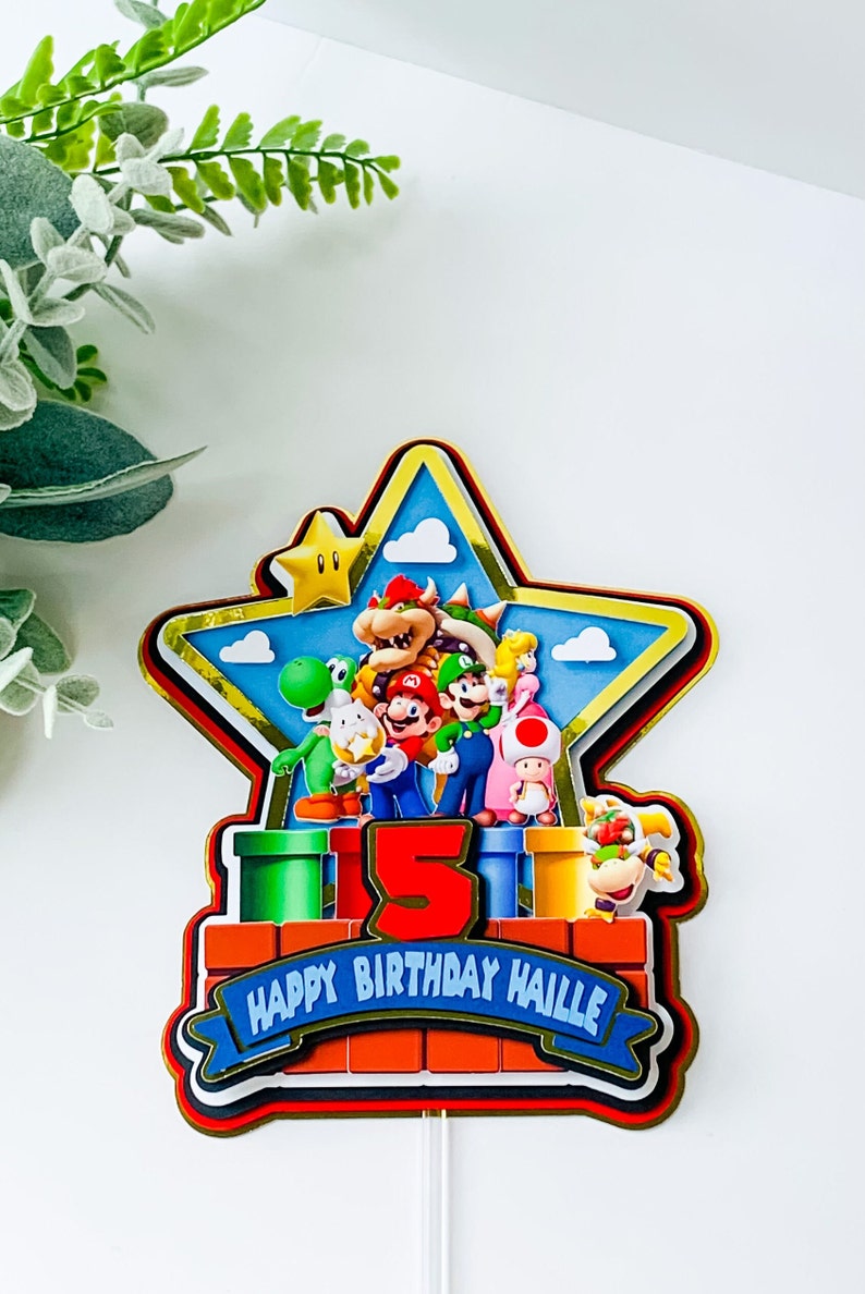 Super Mario Inspired Cake Topper Personalized Topper Mario Birthday ...