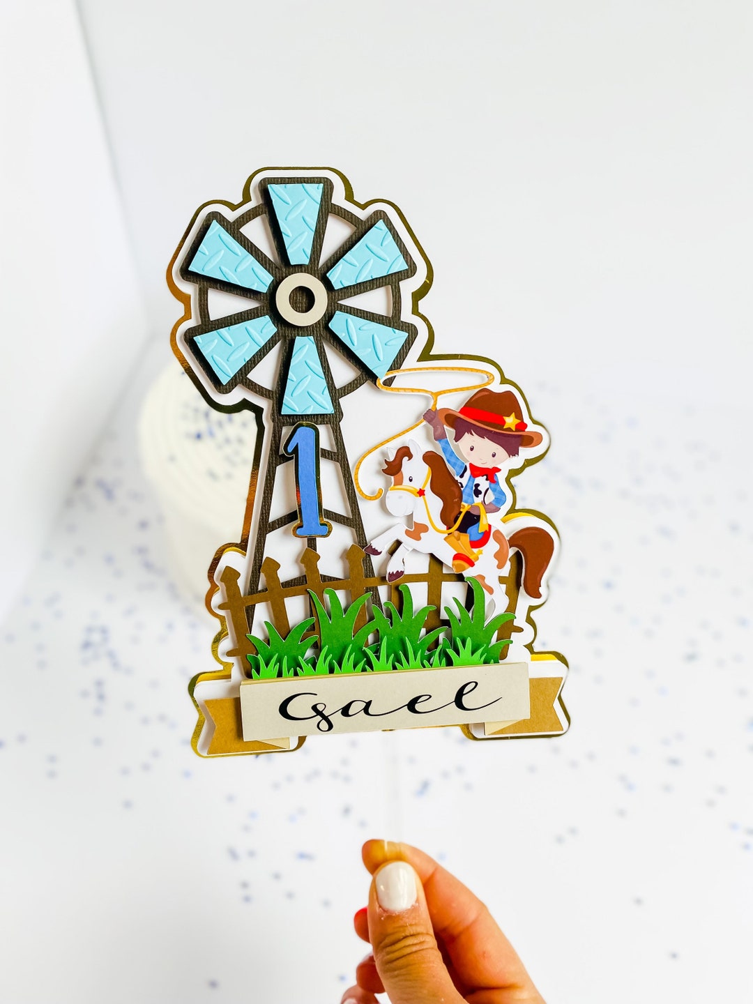 Cowboy Topper | Personalized Cake Topper | Farm Boy Party Theme - Etsy