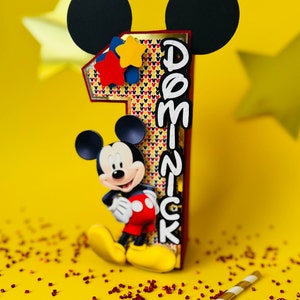 Mickey Theme Personalized 3D Number | Birthday Party Decoration - Etsy