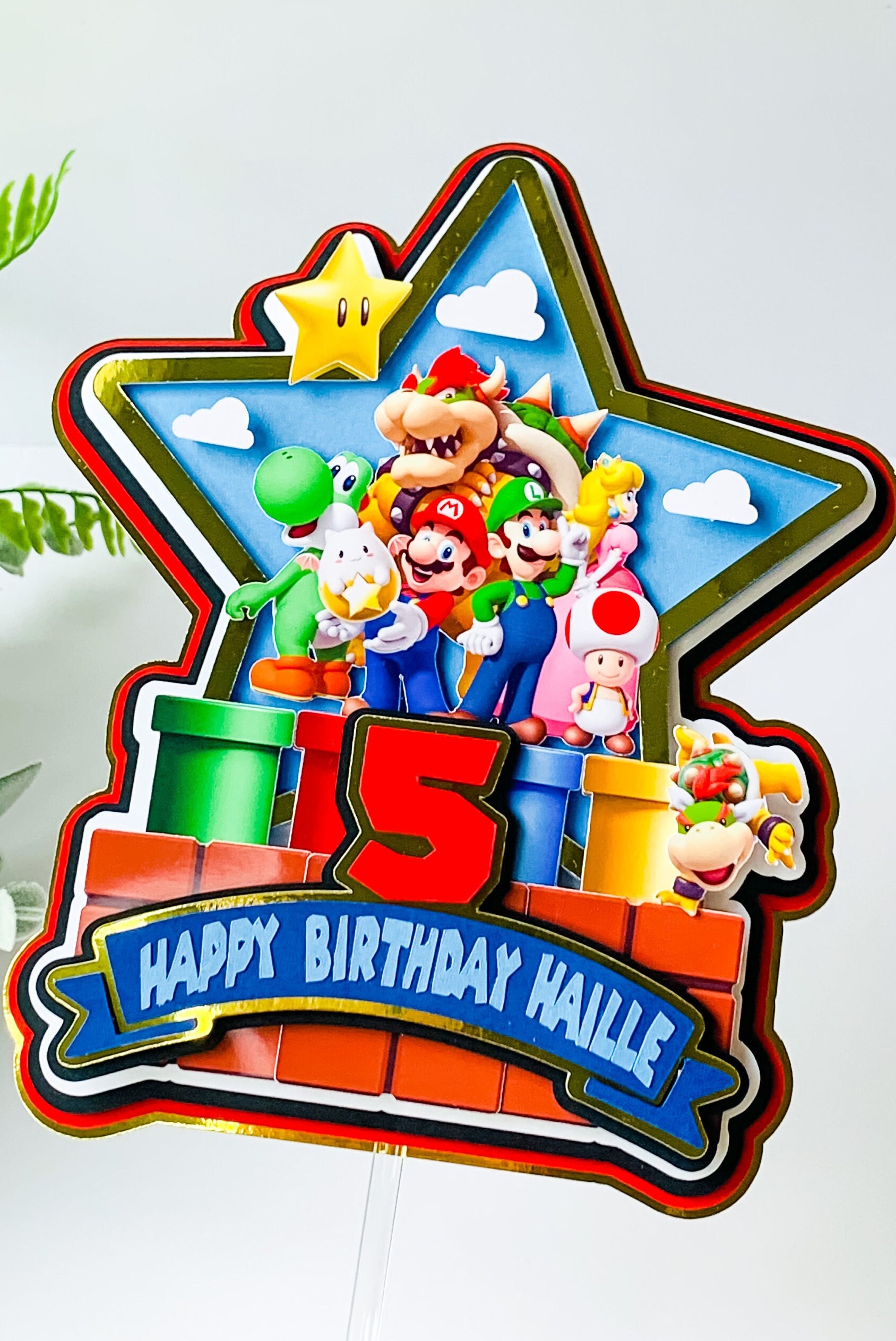 Super Mario Inspired Cake Topper Personalized Topper Mario Birthday ...