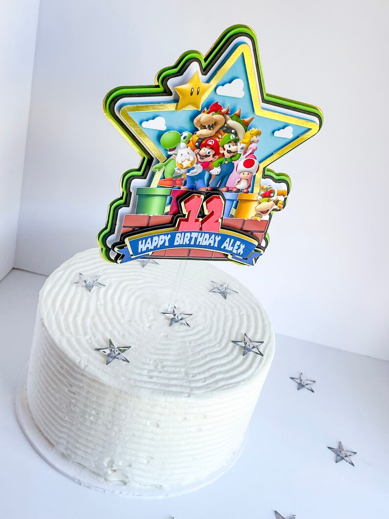 Super Mario Inspired Cake Topper Personalized Topper Mario Birthday ...