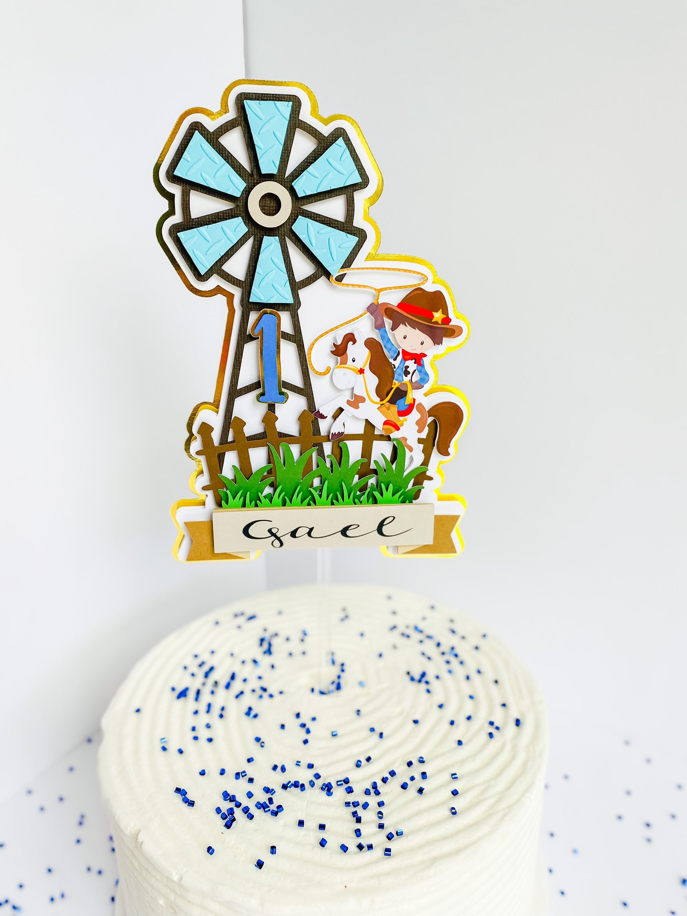 Cowboy Topper Personalized Cake Topper Farm Boy Party - Etsy