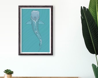 Fine Art Print of Pointillism Illustration: Whale Shark Profile by ...