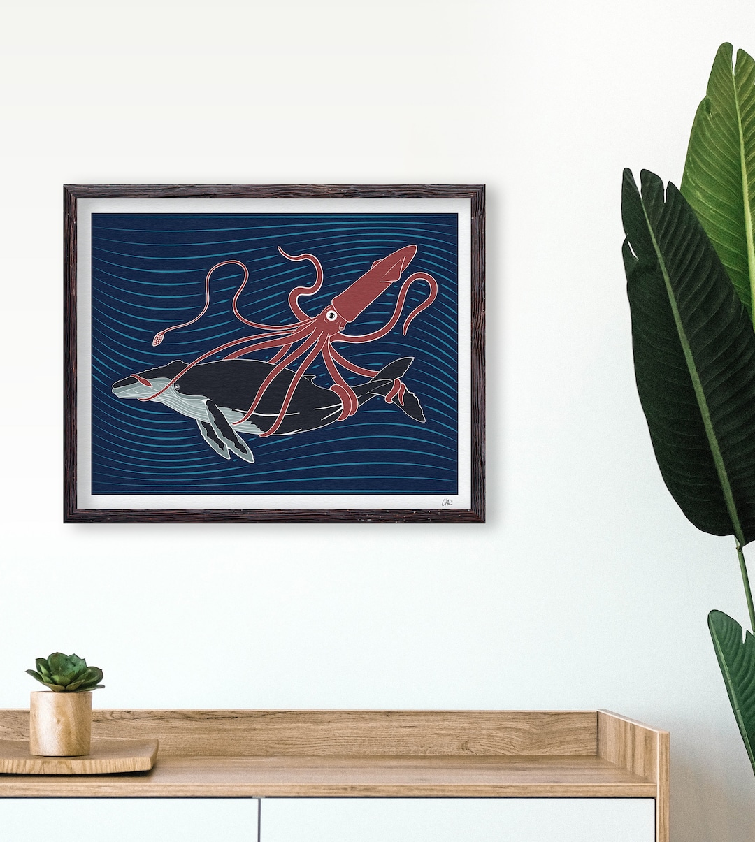 Giant Squid & Humpback Whale Giclée Art Print - Etsy