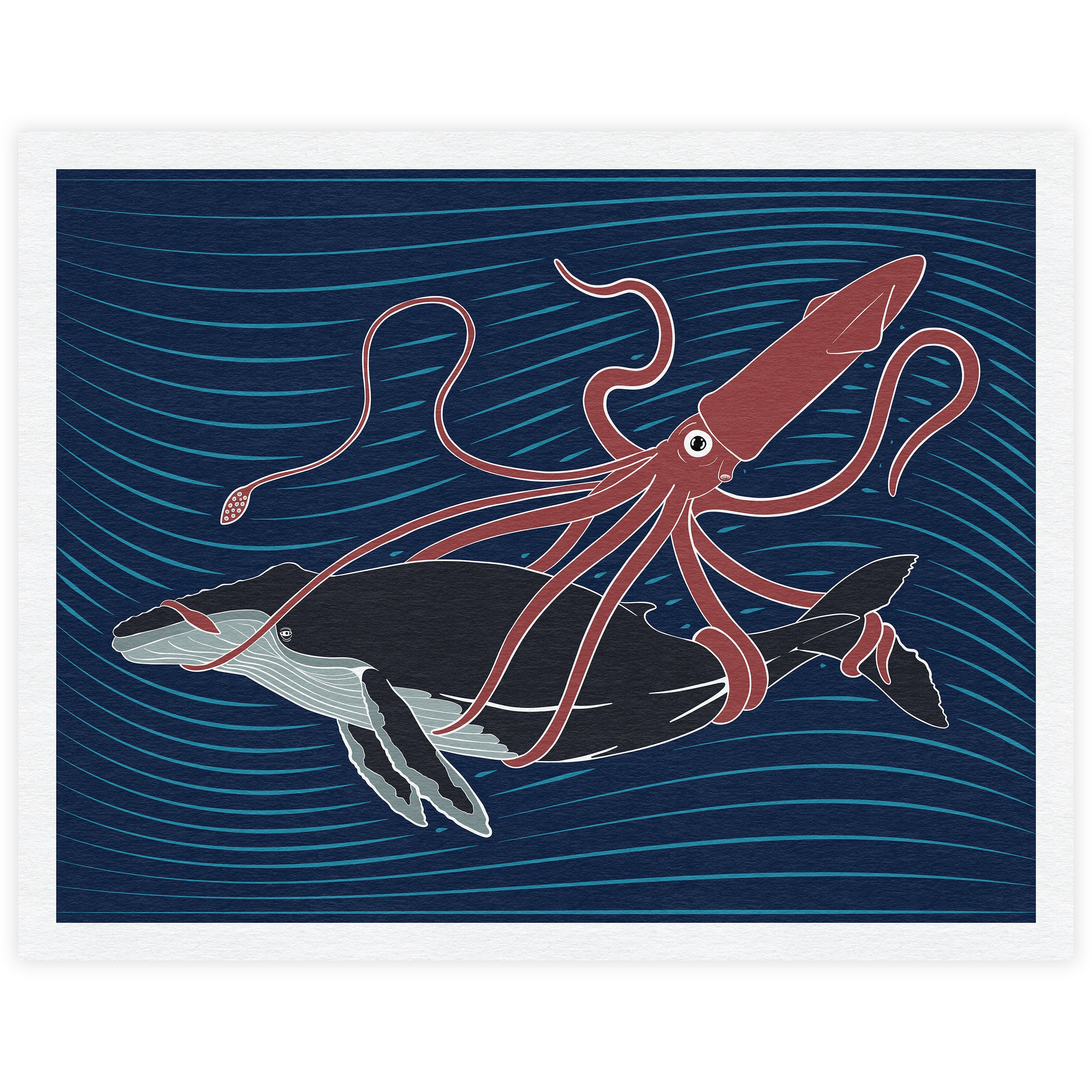 Giant Squid & Humpback Whale Giclée Art Print - Etsy