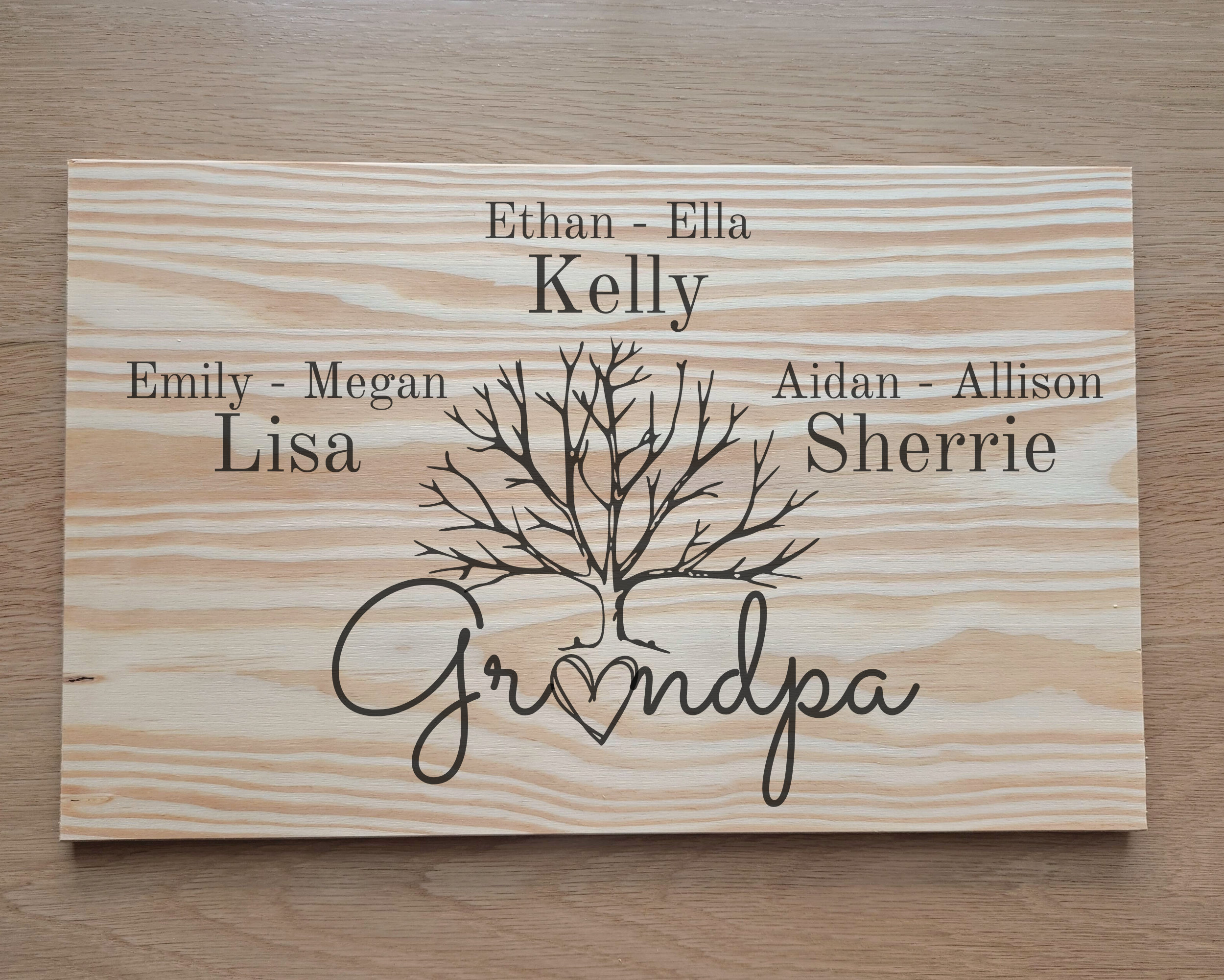 Personalized Family Tree Wood Sign, Family Tree Rectangle Sign, Family ...