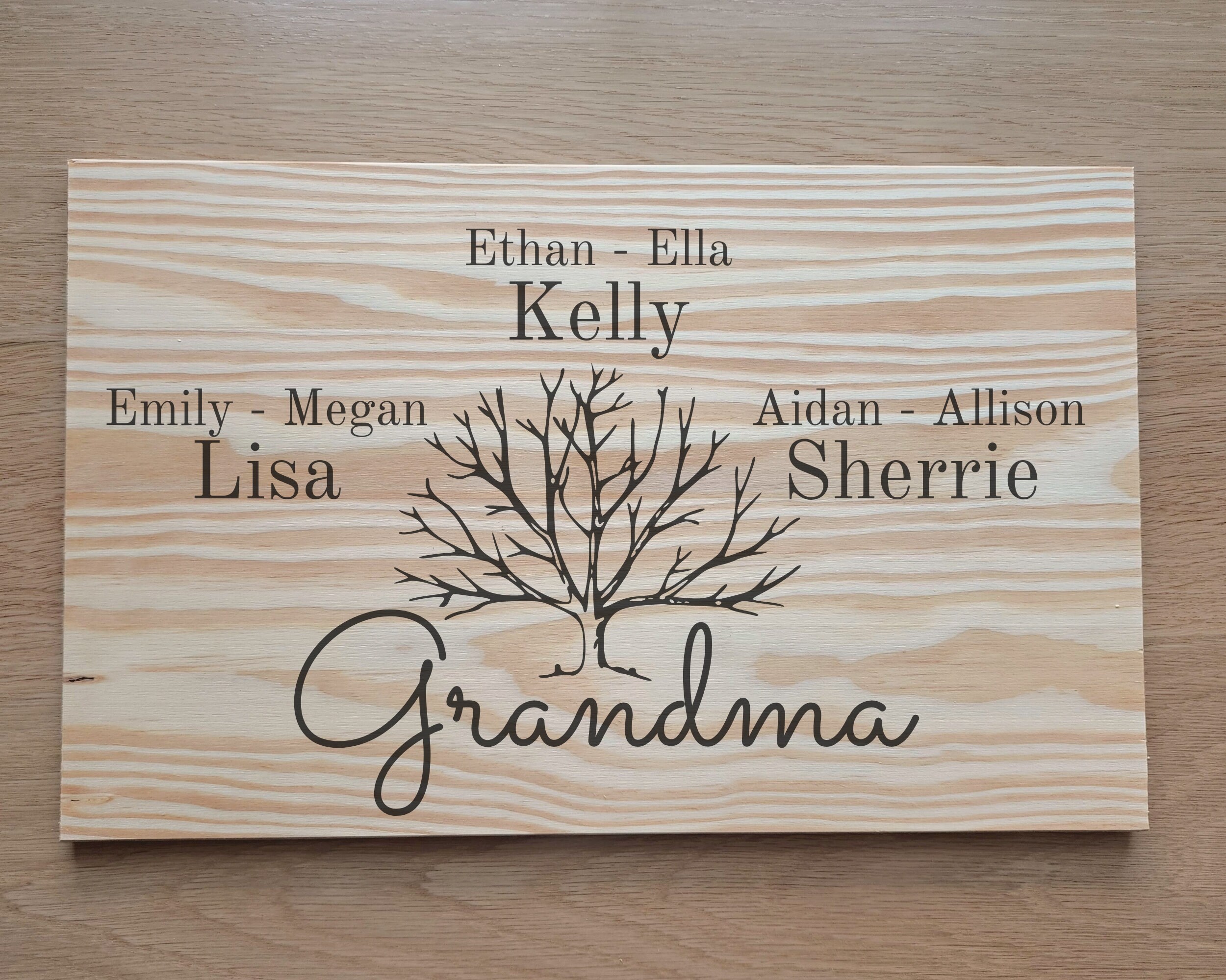 Personalized Family Tree Wood Sign, Family Tree Rectangle Sign, Family ...