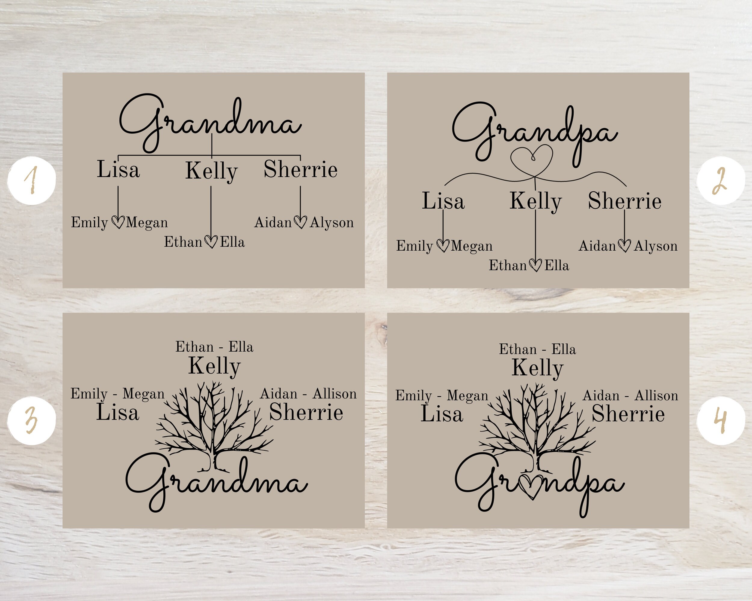 Personalized Family Tree Wood Sign, Family Tree Rectangle Sign, Family ...