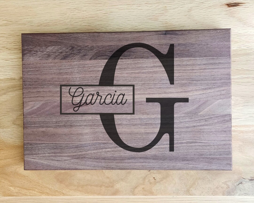 Monogram Edge Grain Wood Cutting Board, Monogram Wood Cutting Board ...