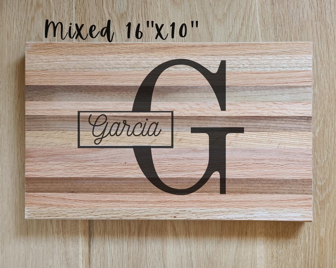 Monogram Edge Grain Wood Cutting Board, Monogram Wood Cutting Board ...