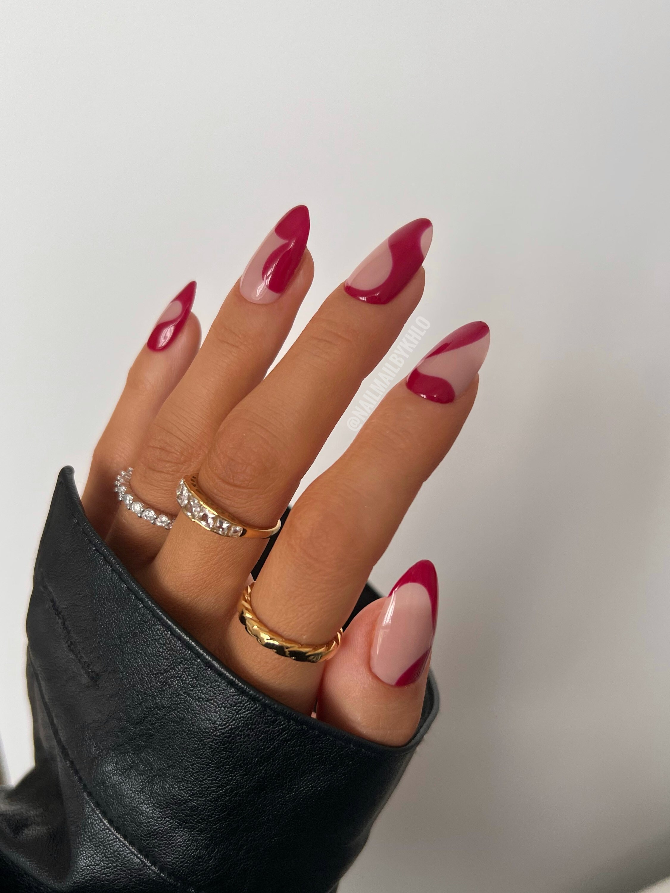 RAVEN Reusable Hand Painted Press on Nails | Red Abstract Stick on Set ...