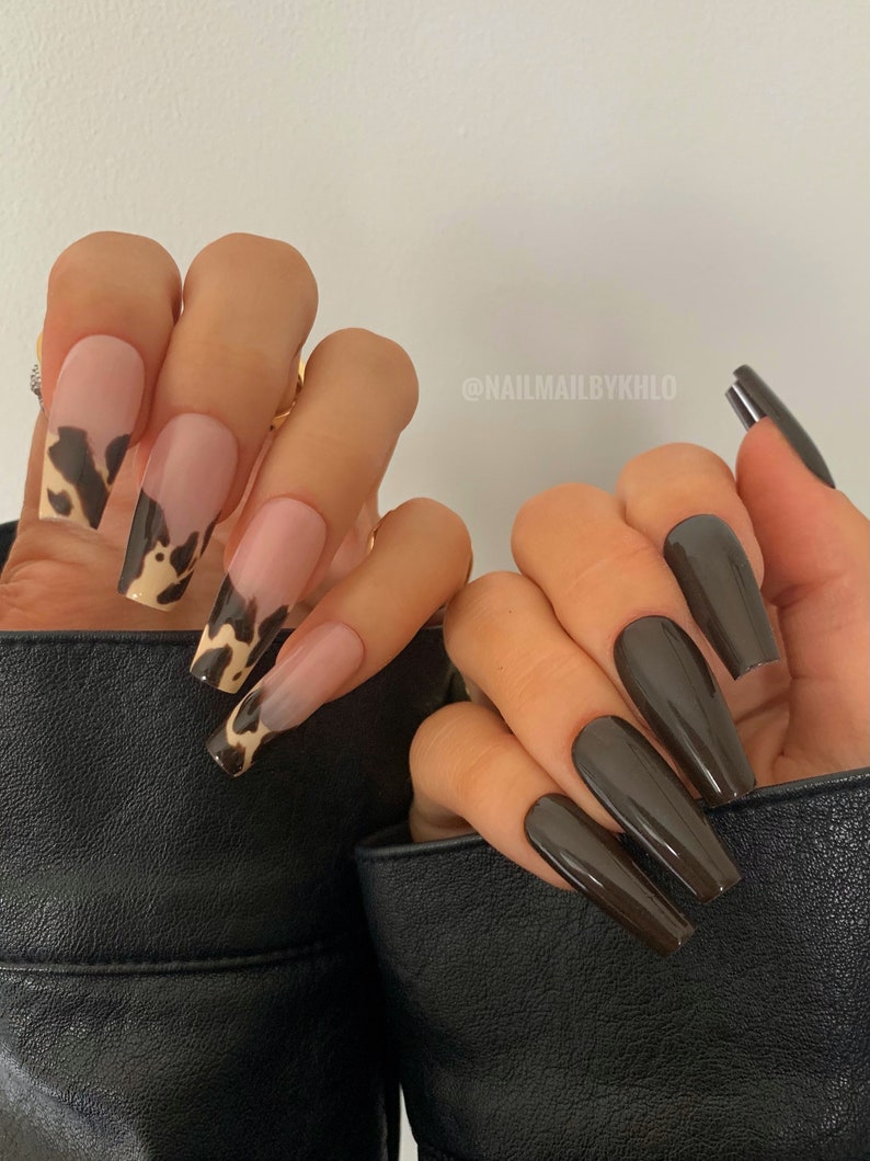 MIKA Reusable Hand Painted Press on Nails Brown Abstract - Etsy