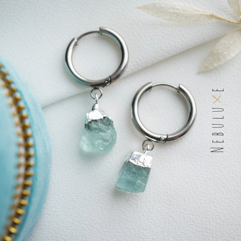 Aquamarine Hoop Charms - Etsy UK