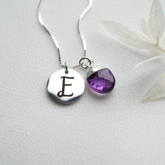 Amethyst initial necklace store