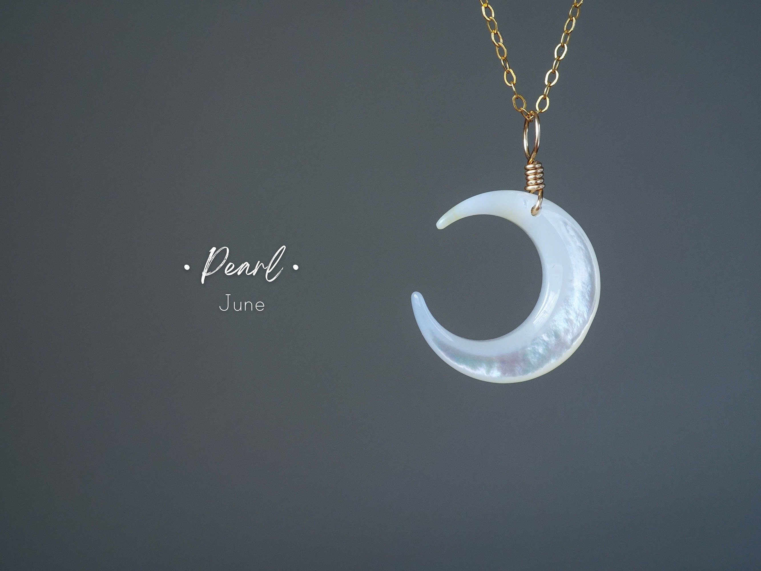 Pearl Moon Necklace June Birthstone Mother of Pearl Moon - Etsy UK