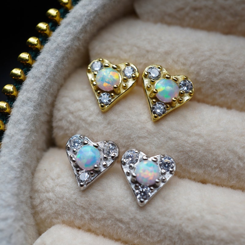 Opal Stud Earrings - Etsy