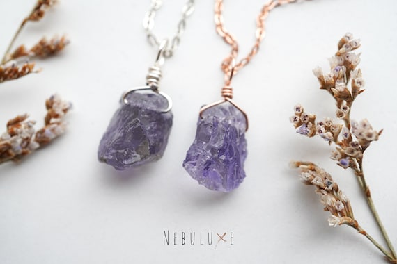 Raw Iolite Necklace Raw Crystal Necklace Libra Necklace Iolite Jewelry Rough Gemstone Jewelry Raw Birthstone Jewelry Etsy Ireland
