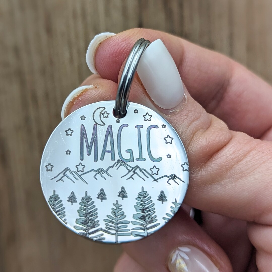 Circle Dog Tag Engraved Dog Tag Gold Circle Dog Tag Personalized Dog ...