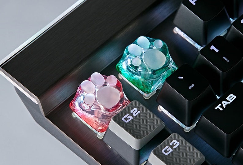 Snowflake Kitten Paw Transparent ABS & Silicon Artisan Keycap ...