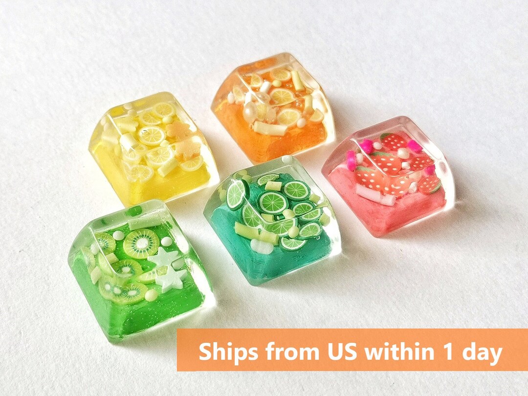Handmade Cute Resin Keycaps Backlit Refreshing Fruit Themed: Avocado ...