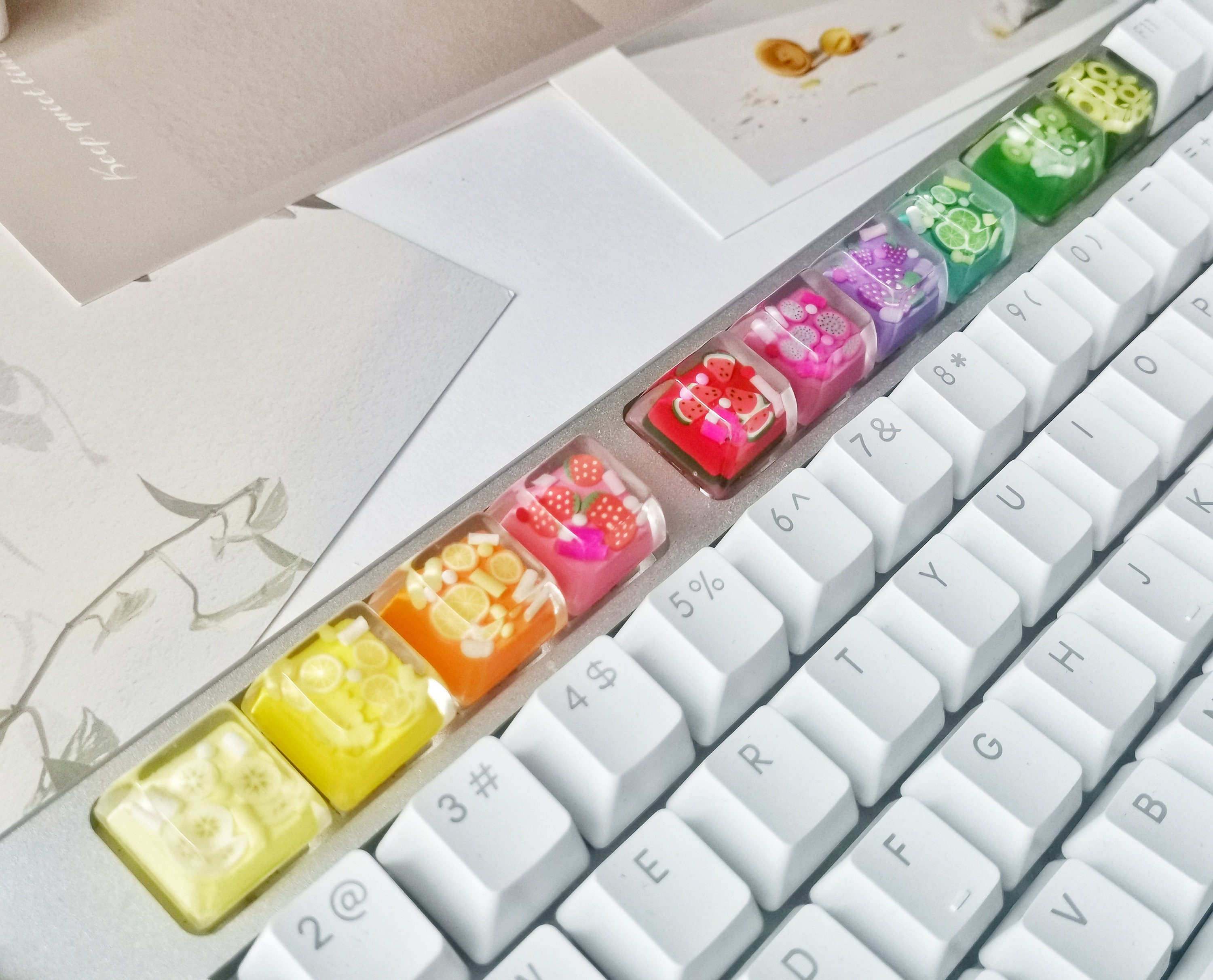 Handmade Cute Resin Keycaps Backlit Refreshing Fruit Themed: | Etsy ...
