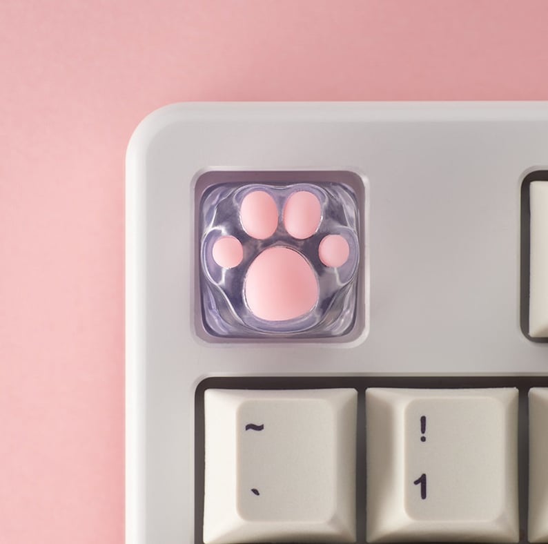 Kitten Paw Transparent Silicon & ABS Artisan Keycap Cute for Mechanical ...